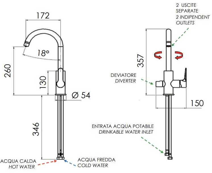 Смеситель для кухни Remer Winner со встроенной подачей питьевой воды ...